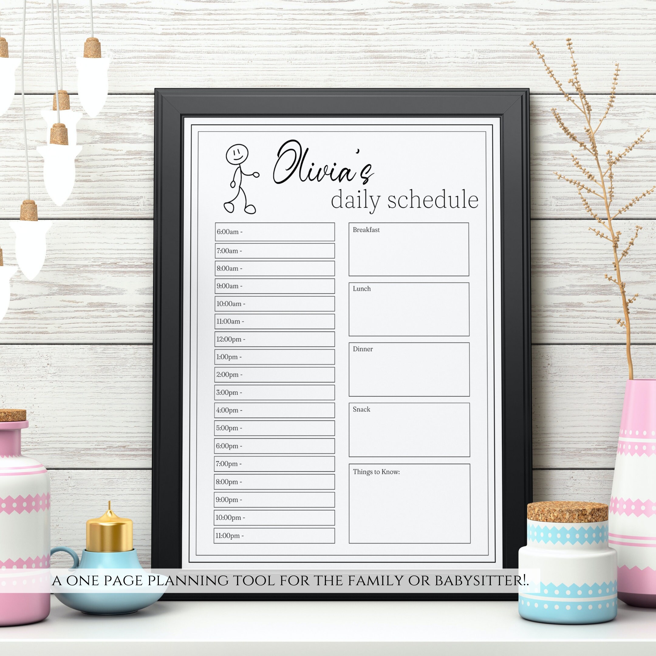Babysitter Information Sheet, Printable Child's Daily Schedule, Visual ...