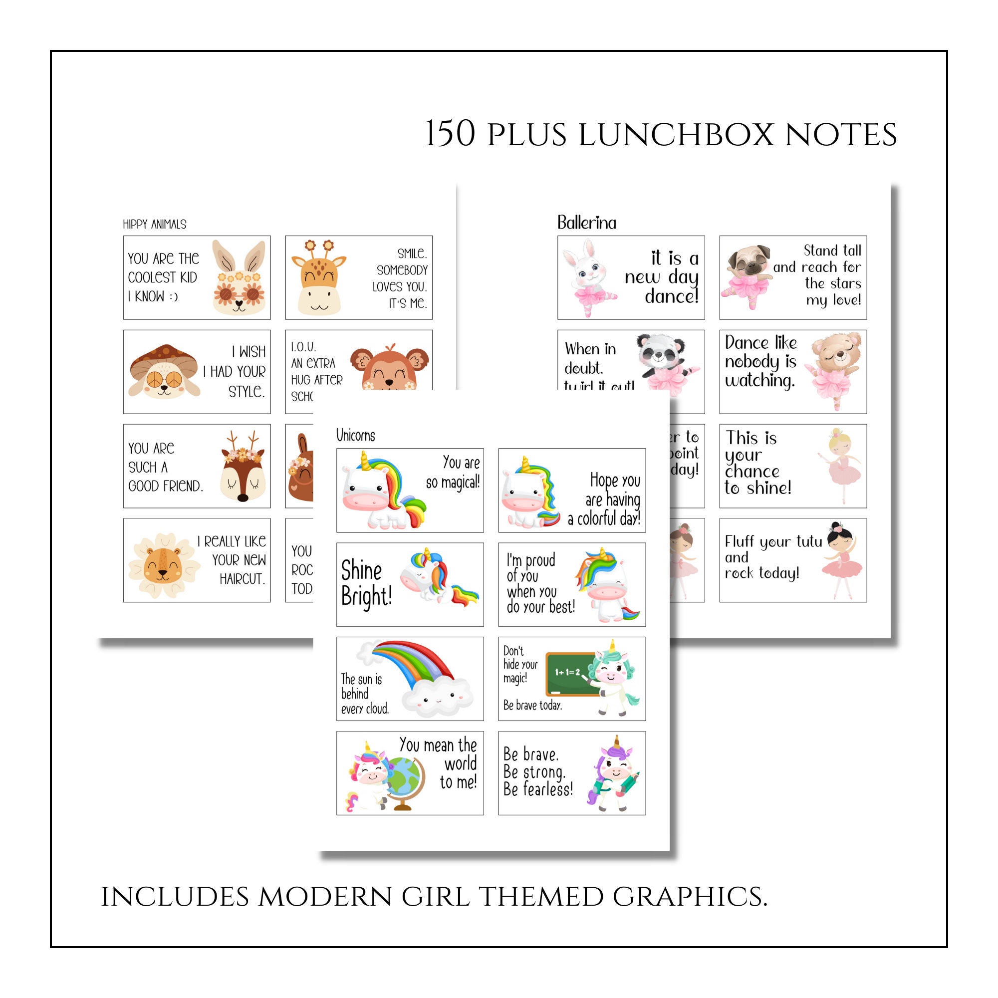 Editable Lunch Box Notes Template, Printable Kids Positive Affirmation ...