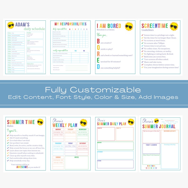Editable Summer Planner, Printable Summer Organizer, Summer to Do List ...