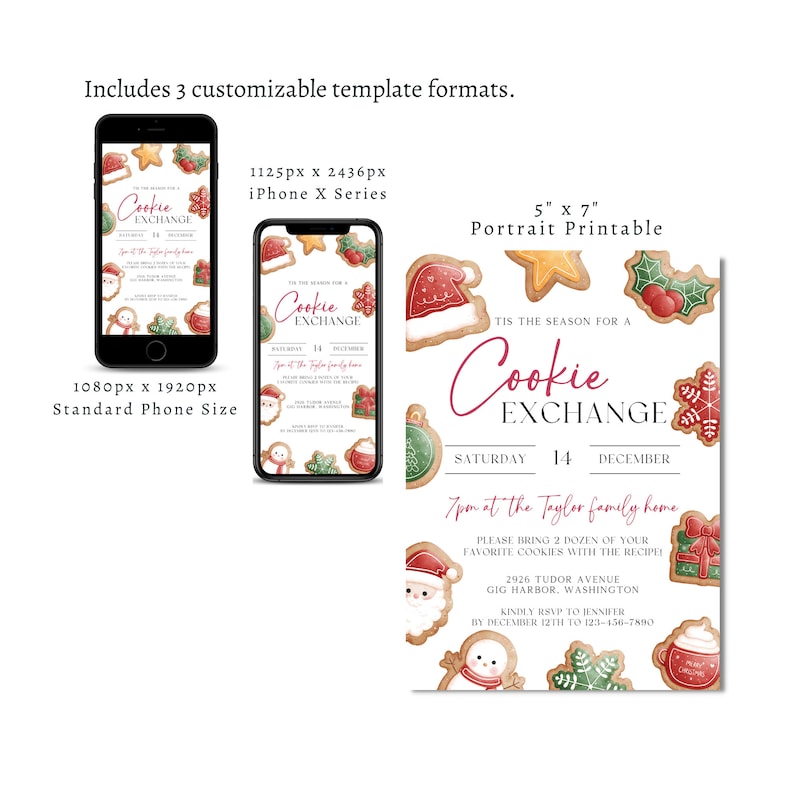 Editable Cookie Exchange Invitation: Christmas Baking Party (digital ...