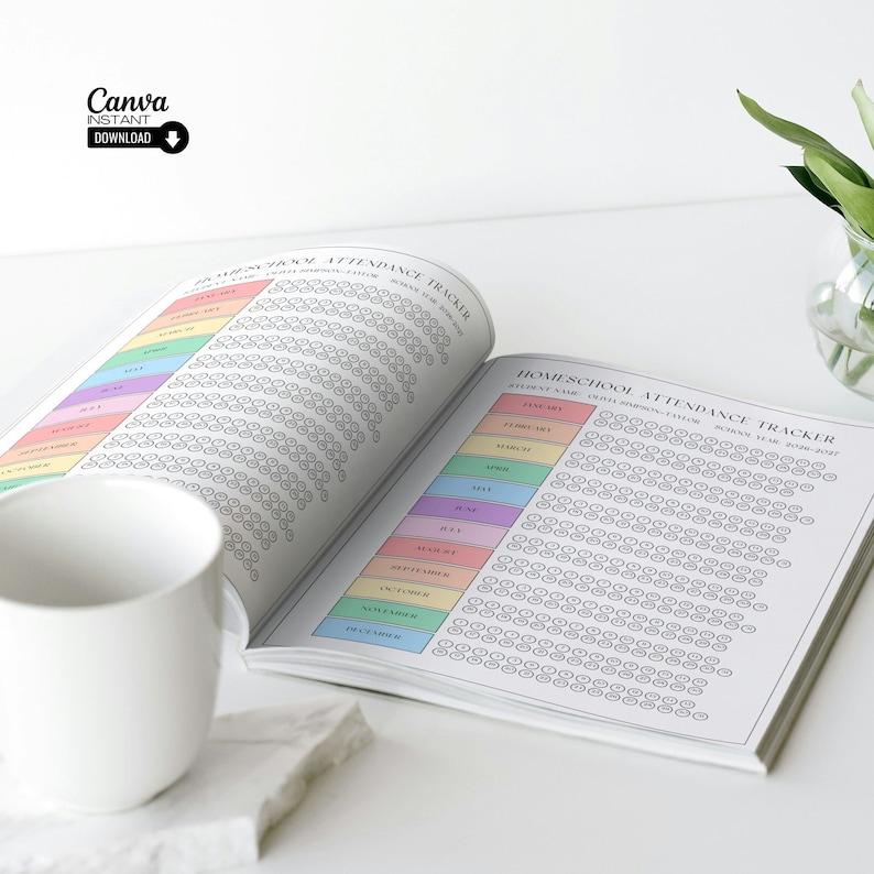 Editable Homeschool Attendance Log Template, Printable Home School ...