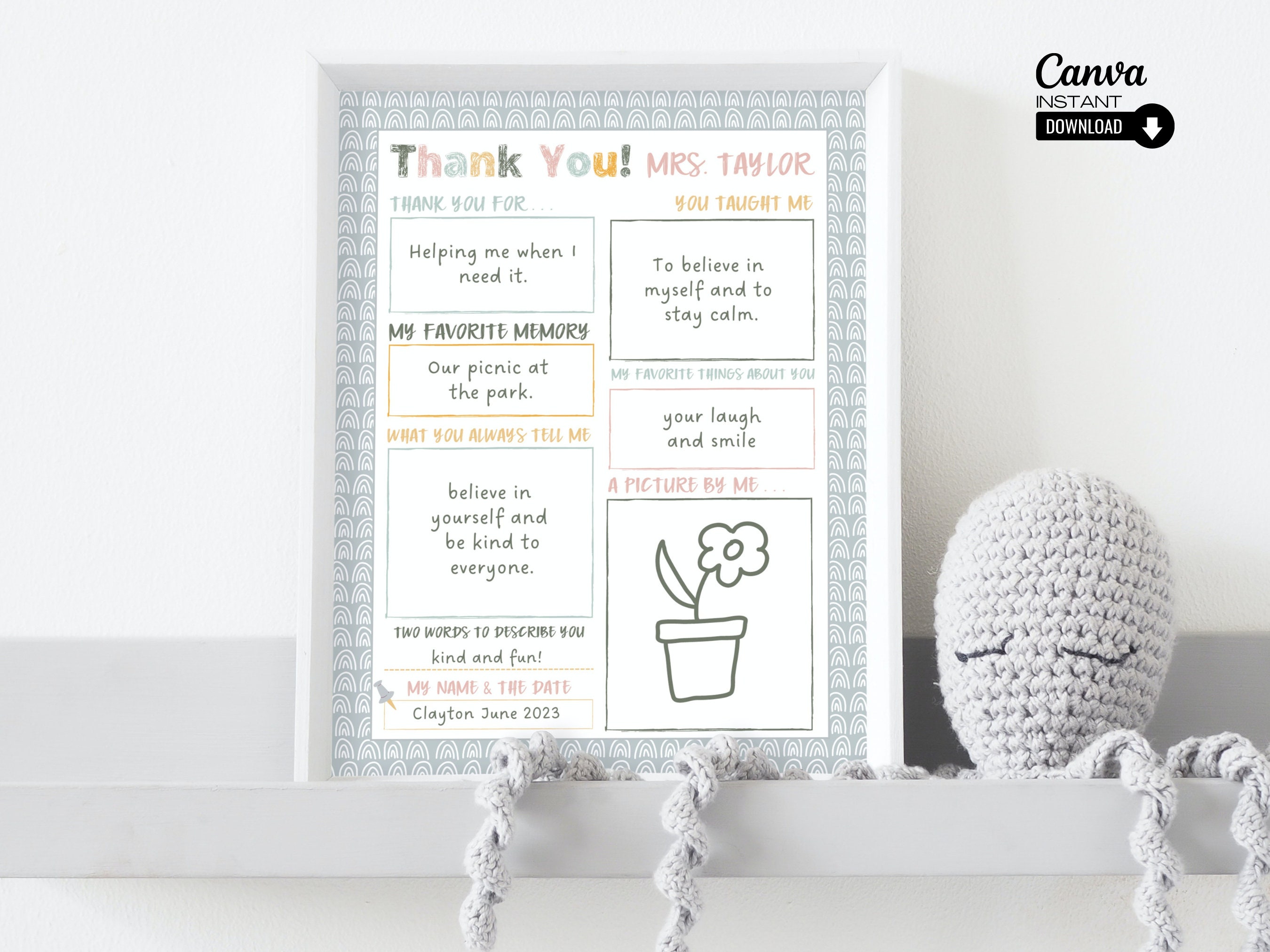 Printable Teacher Appreciation Gift, Editable All About Teacher ...