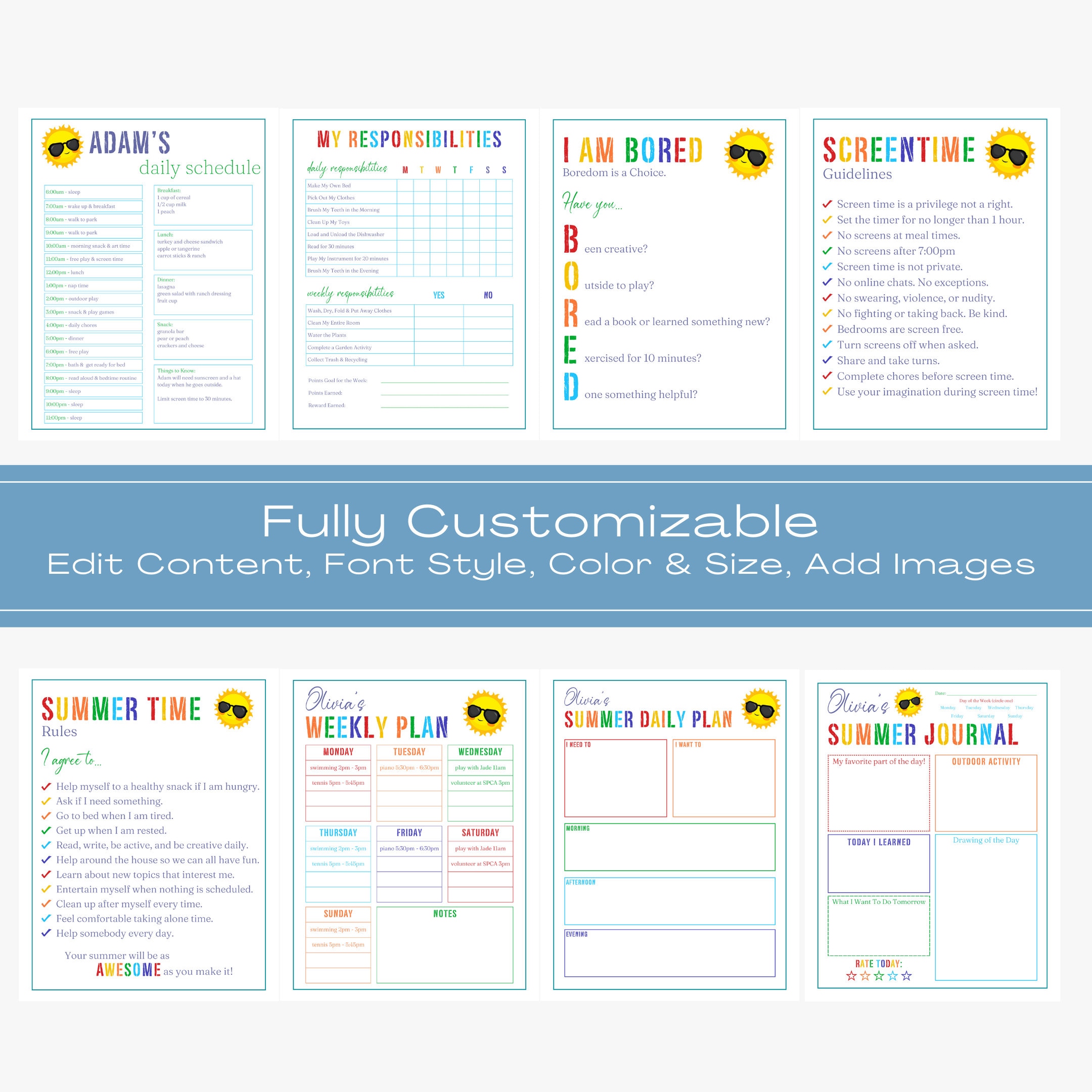 Editable Summer Planner Printable Summer Organizer Summer to - Etsy