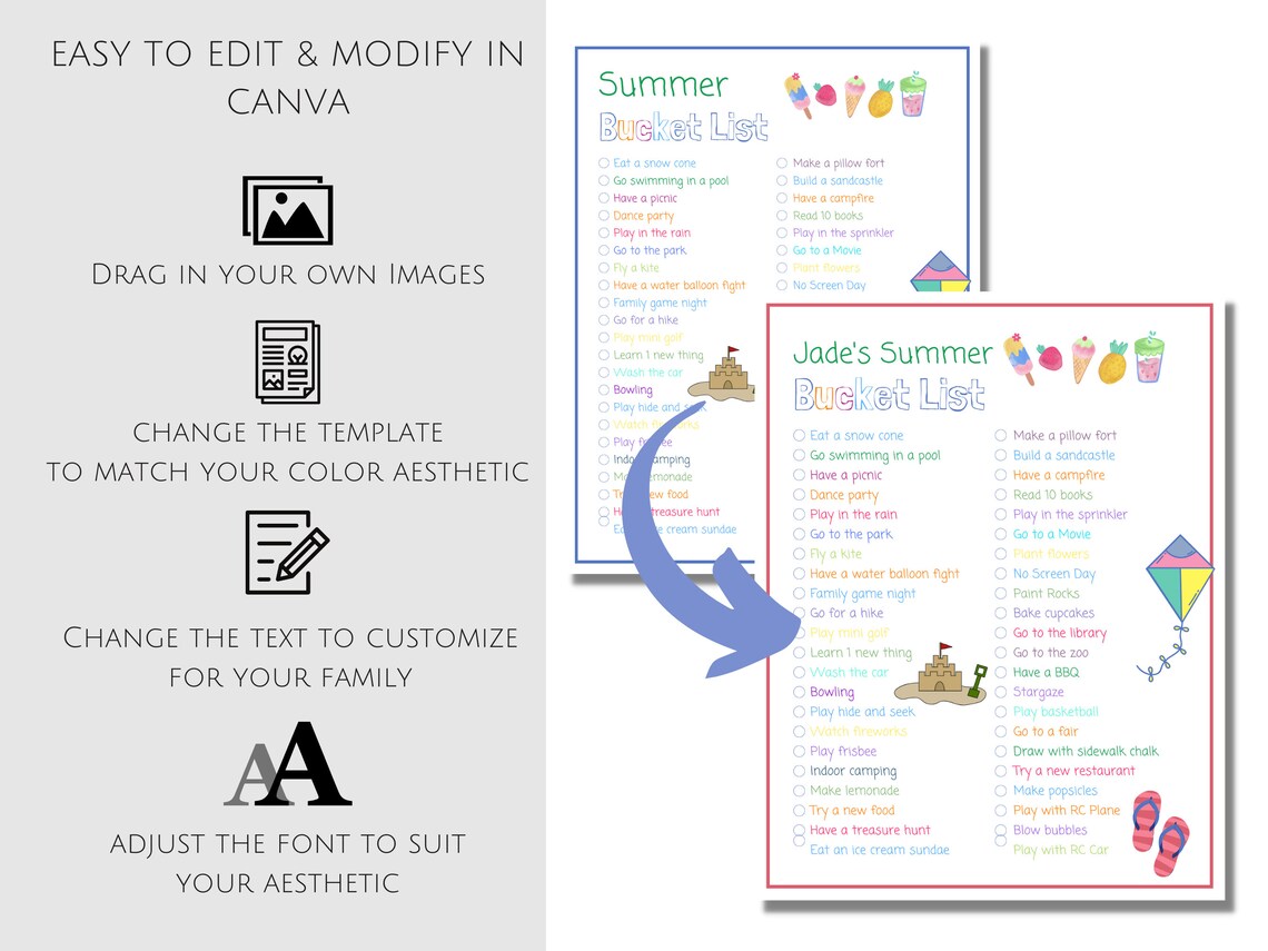Editable Summer Bucket List Printable Summer to Do List - Etsy