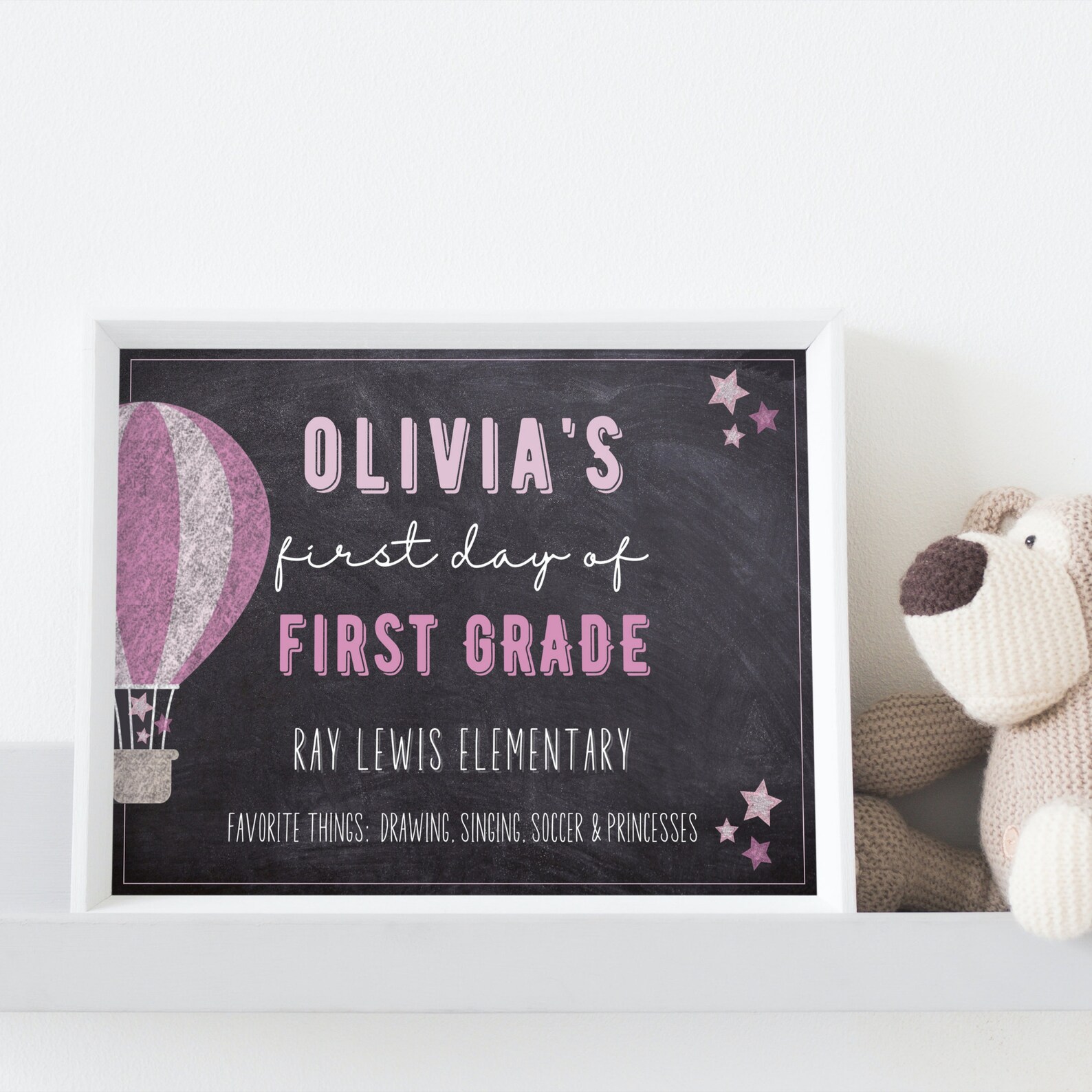 Printable First Day of School Chalkboard Sign Canva Template, First Day ...