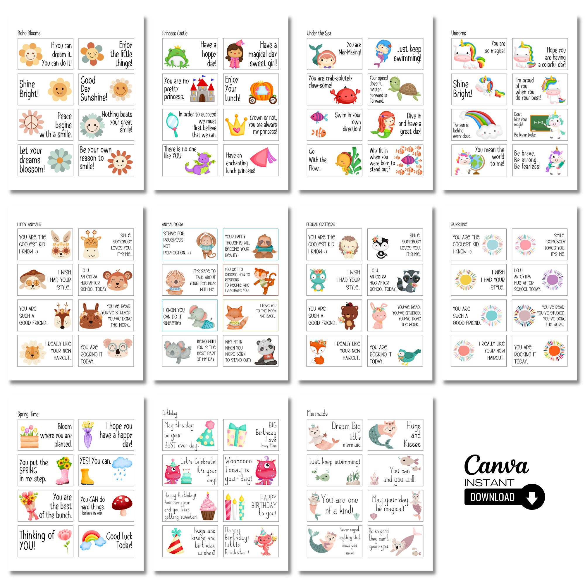 Editable Lunch Box Notes Template, Printable Kids Positive Affirmation ...