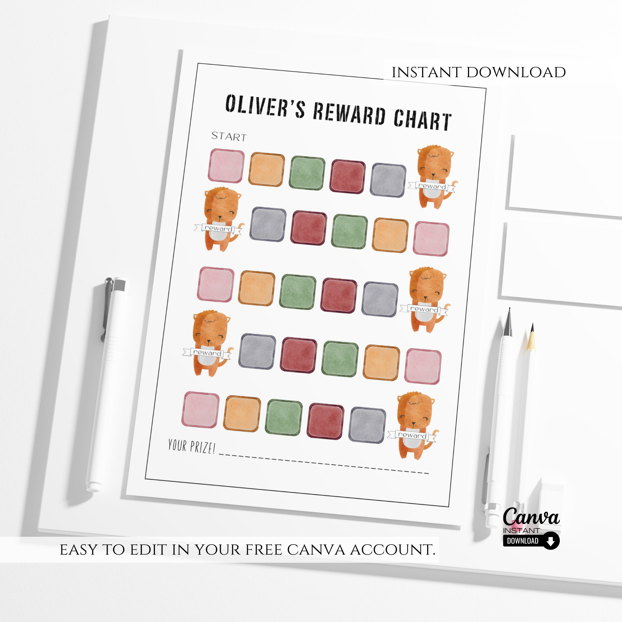 Editable Kids Reward Charts, Printable Responsibility Charts, Toddler ...
