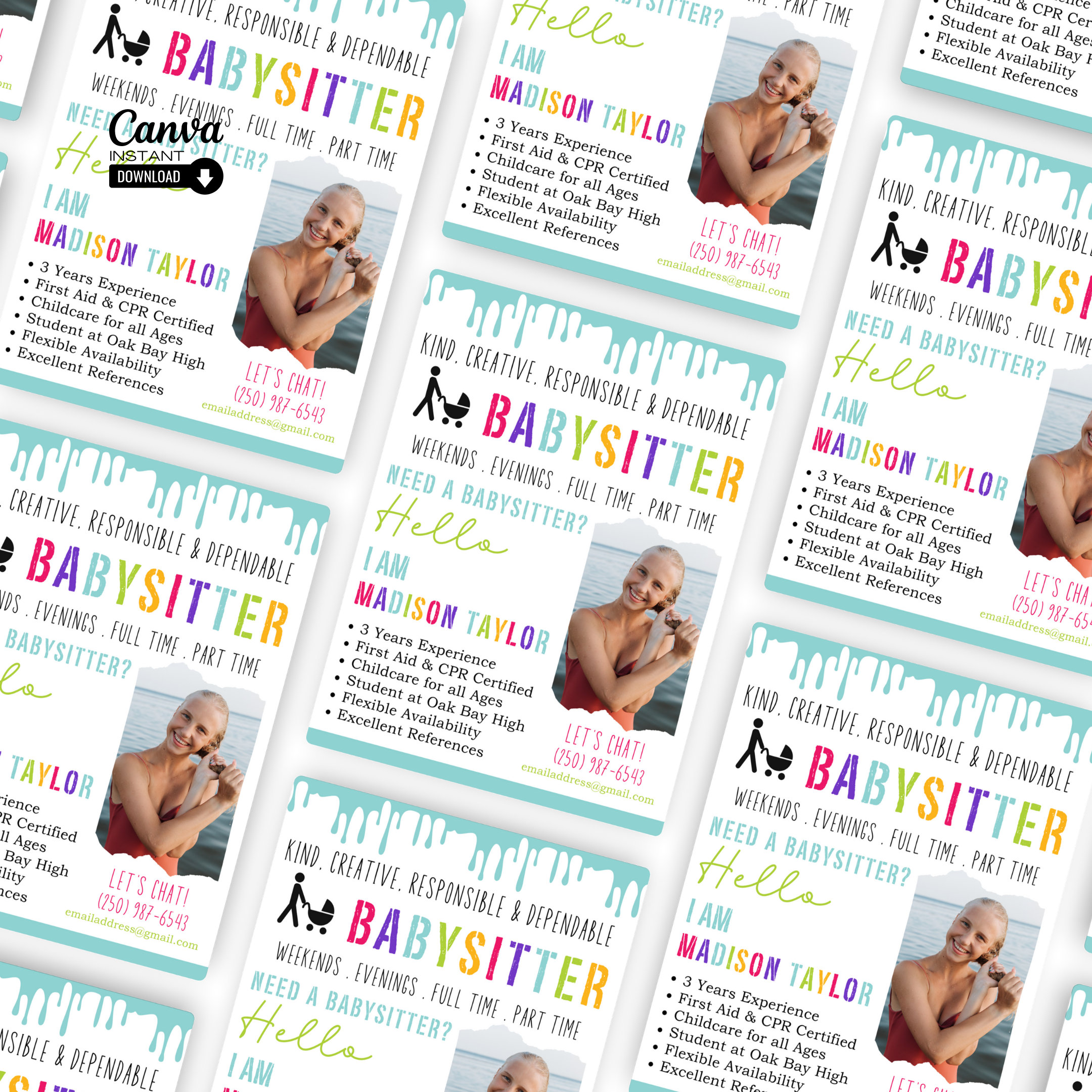 Editable Babysitting Flyer: Childcare Services Canva Template (digital ...