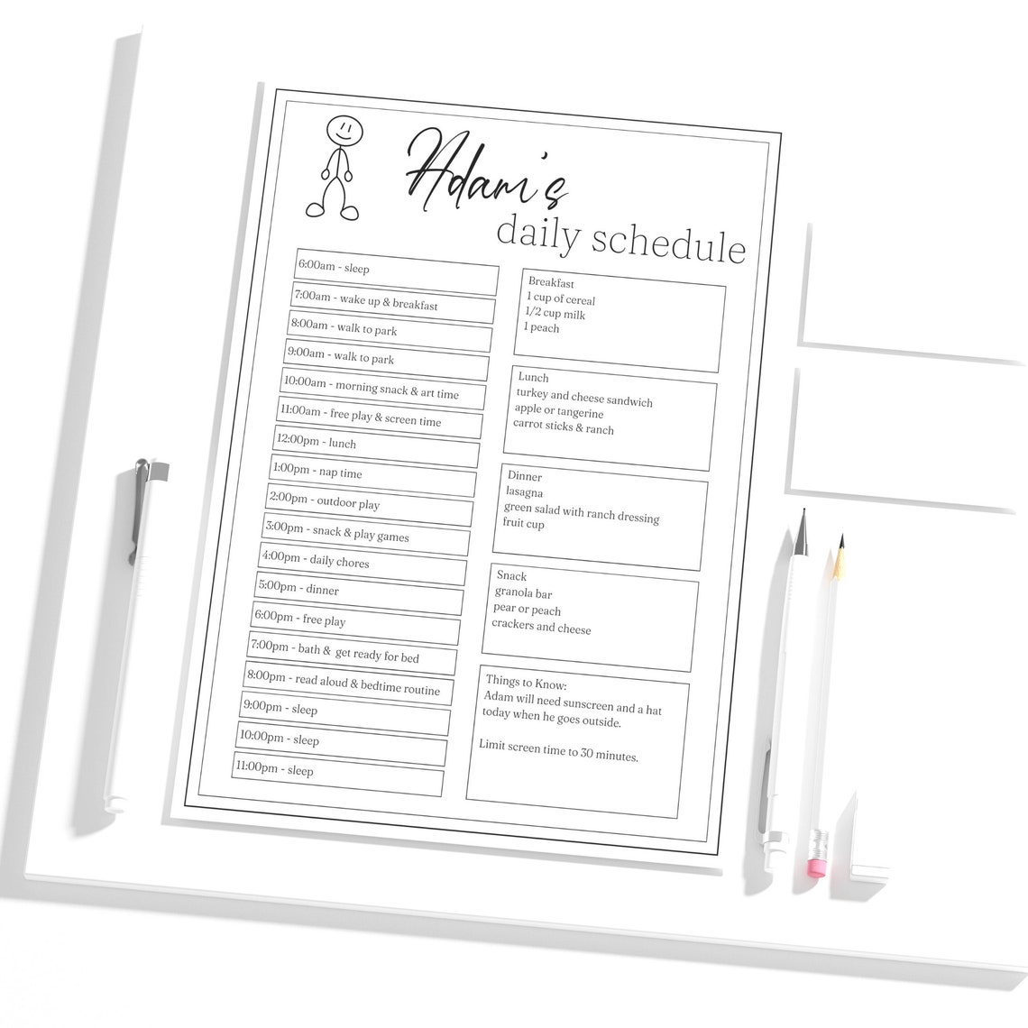 Editable Kids Daily Schedule, Printable Kids Summer Schedule ...