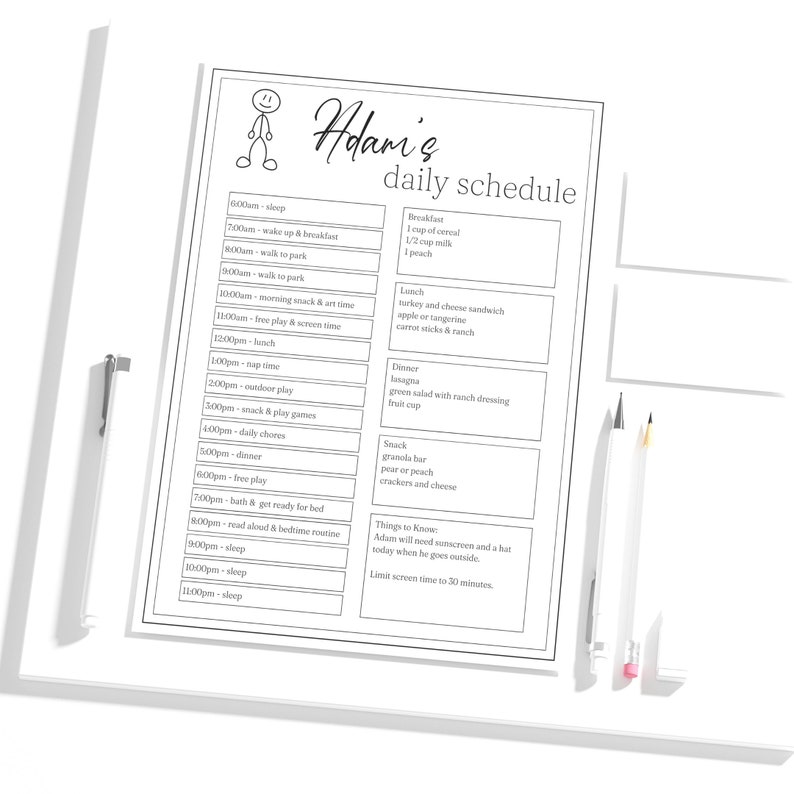 Editable Kids Daily Schedule, Printable Kids Summer Schedule ...