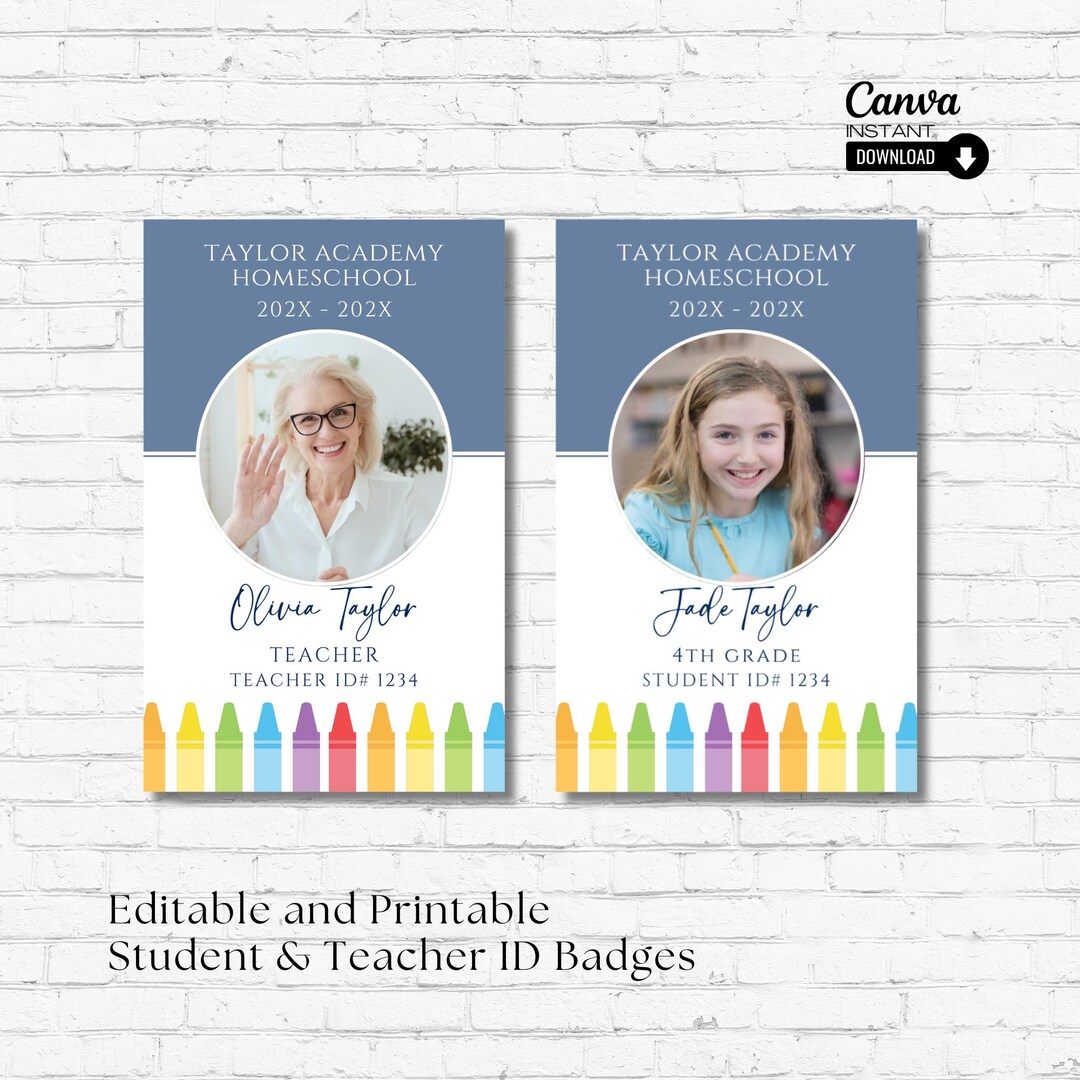 Editable Homeschool Teacher & Student ID Card Template (digital ...