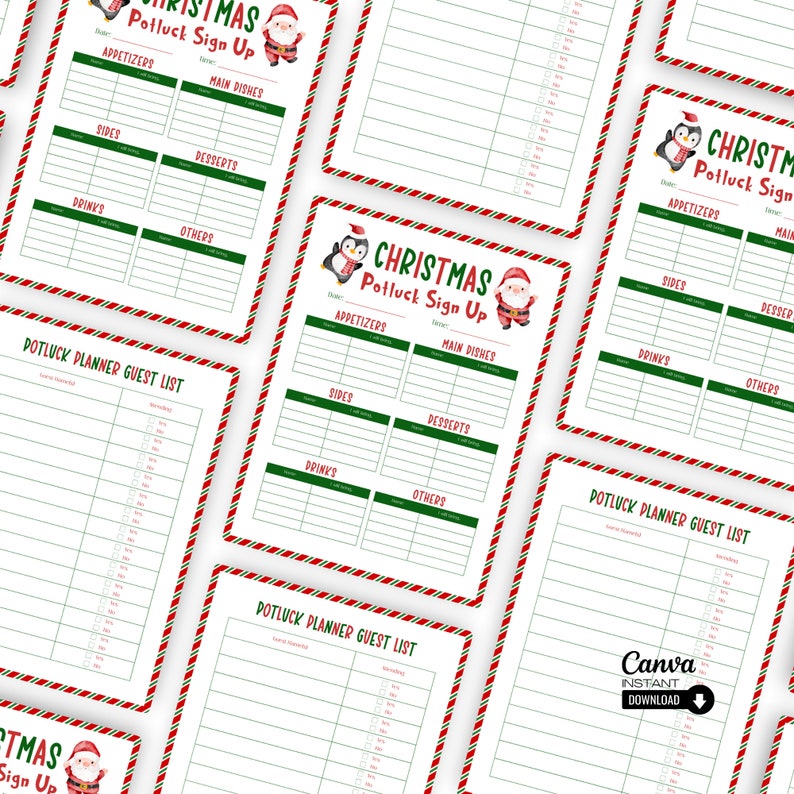 Christmas Potluck Sign-up Sheet: Editable Canva Template (printable) - Etsy
