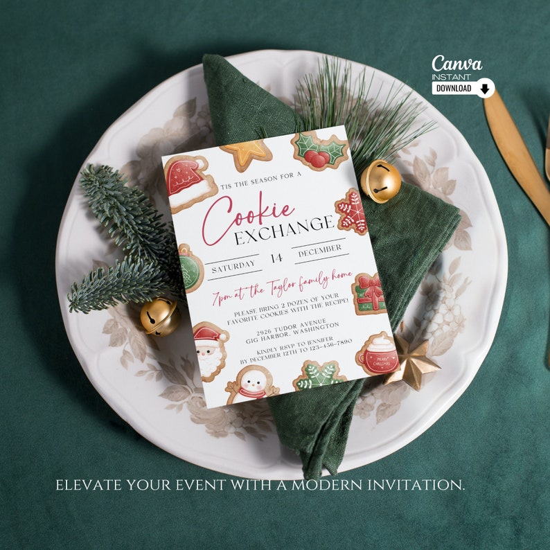 Editable Cookie Exchange Invitation: Christmas Baking Party (digital ...