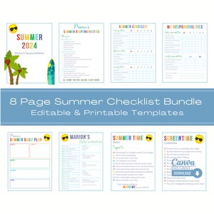 Editable Summer Daily Checklist for Kids, Printable Kids Routine Chart ...