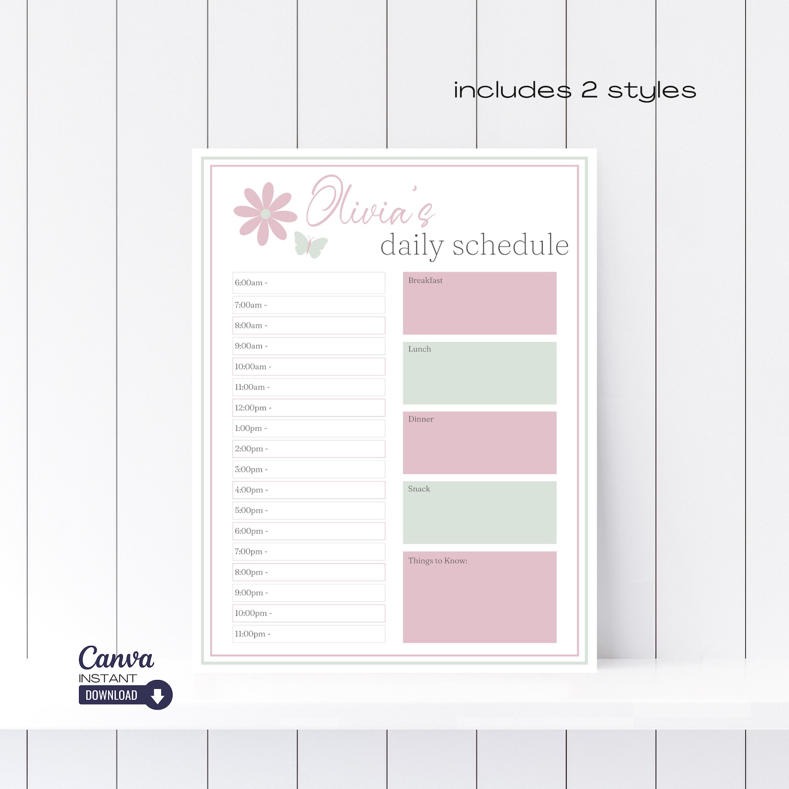 Editable Child's Daily Schedule Template: Babysitter Information Sheet ...