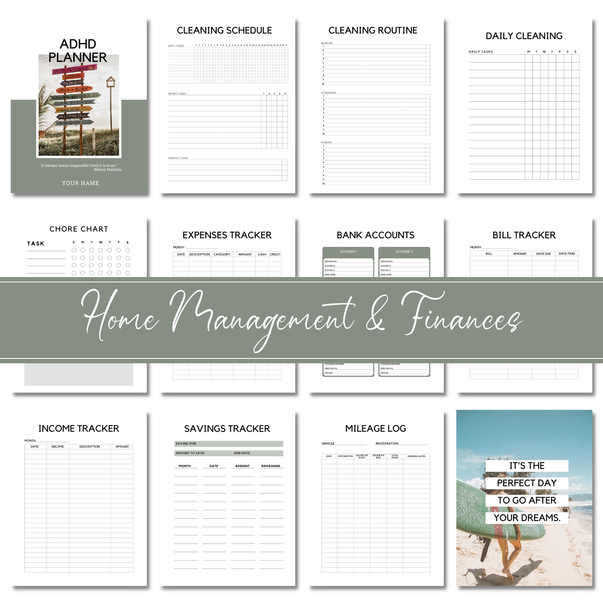 Editable ADHD Planner Template, Printable Adult ADHD Journal, Digital ...