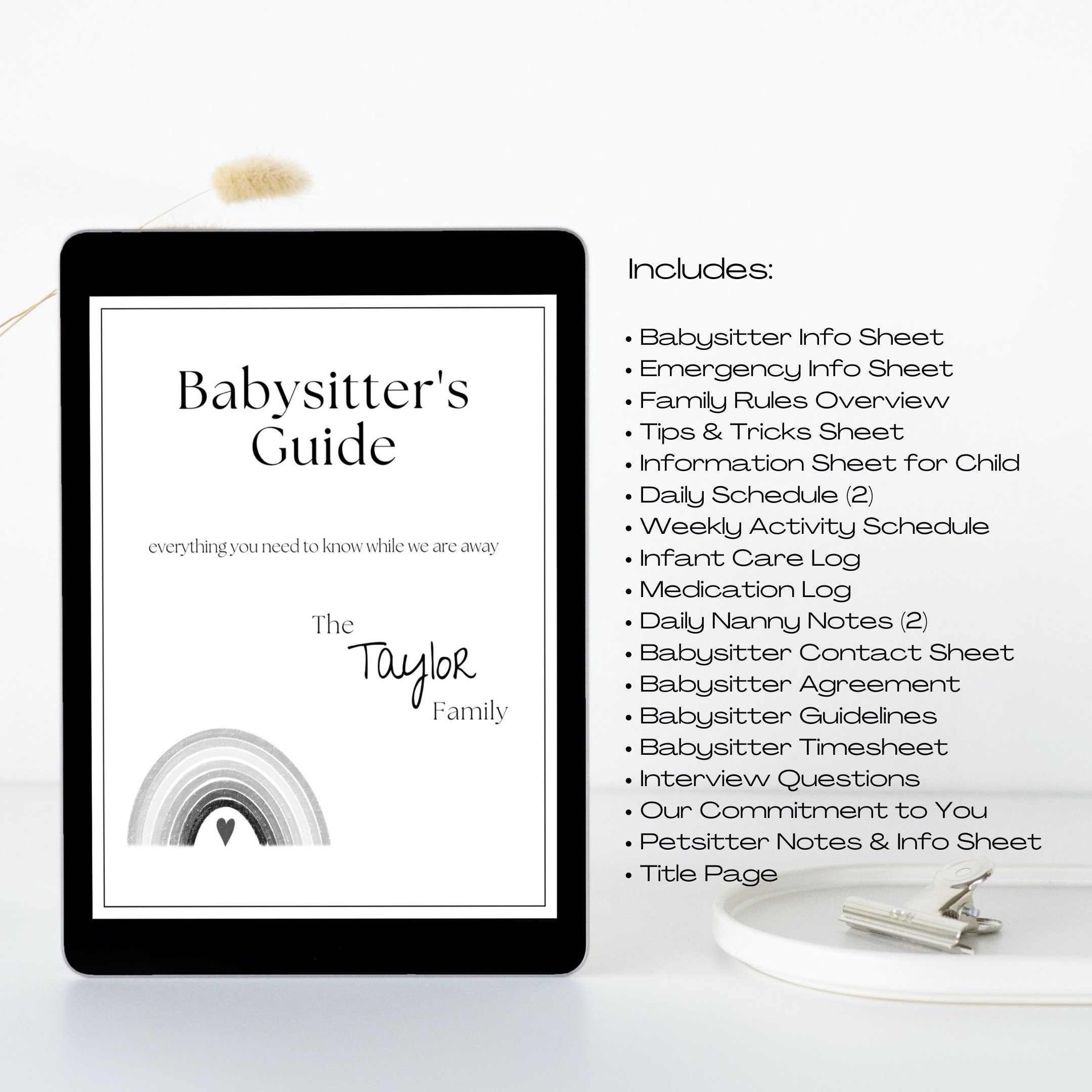 Babysitter Planner Printable, Editable Babysitter Planner, Childcare ...