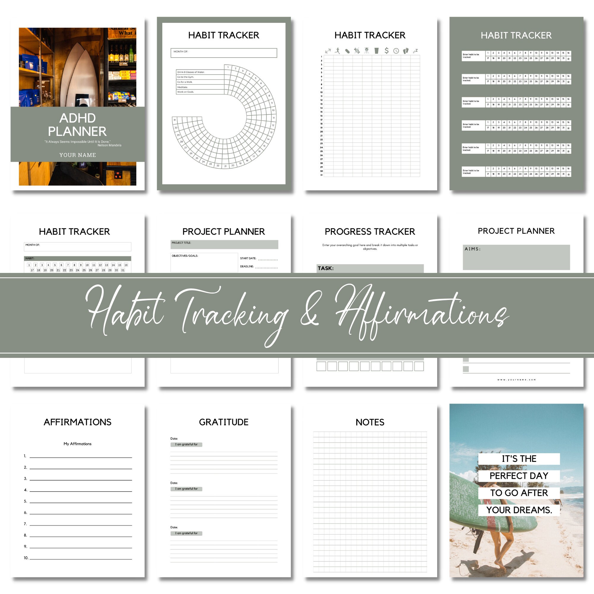 Editable ADHD Planner Template, Printable Adult ADHD Journal, Digital ...