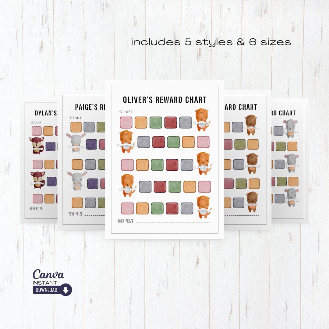 Editable Kids Reward Charts, Printable Responsibility Charts, Toddler ...