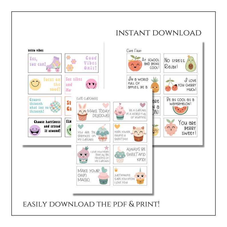 Editable Lunch Box Notes Template, Printable Kids Positive Affirmation ...