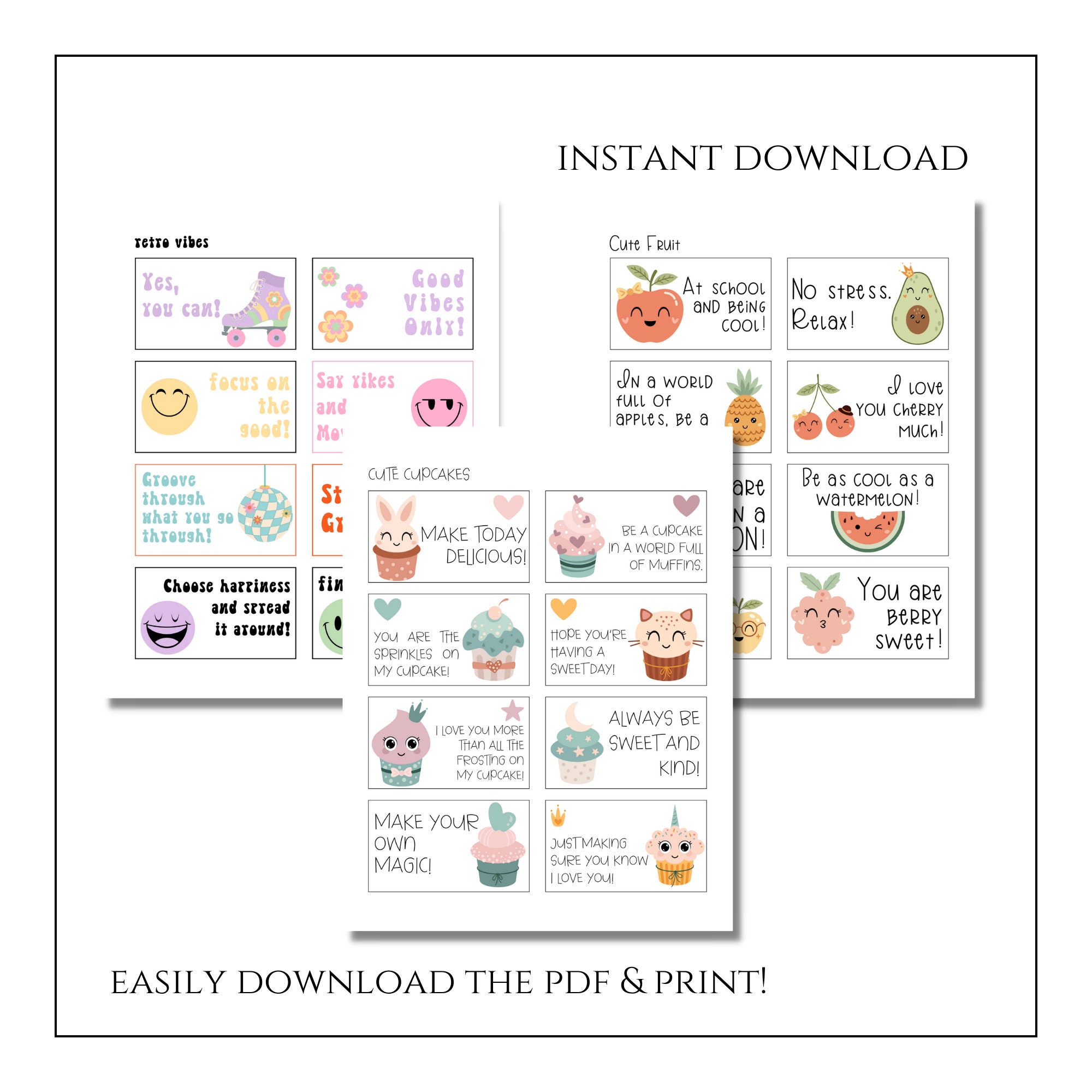 Editable Lunch Box Notes Template, Printable Kids Positive Affirmation ...