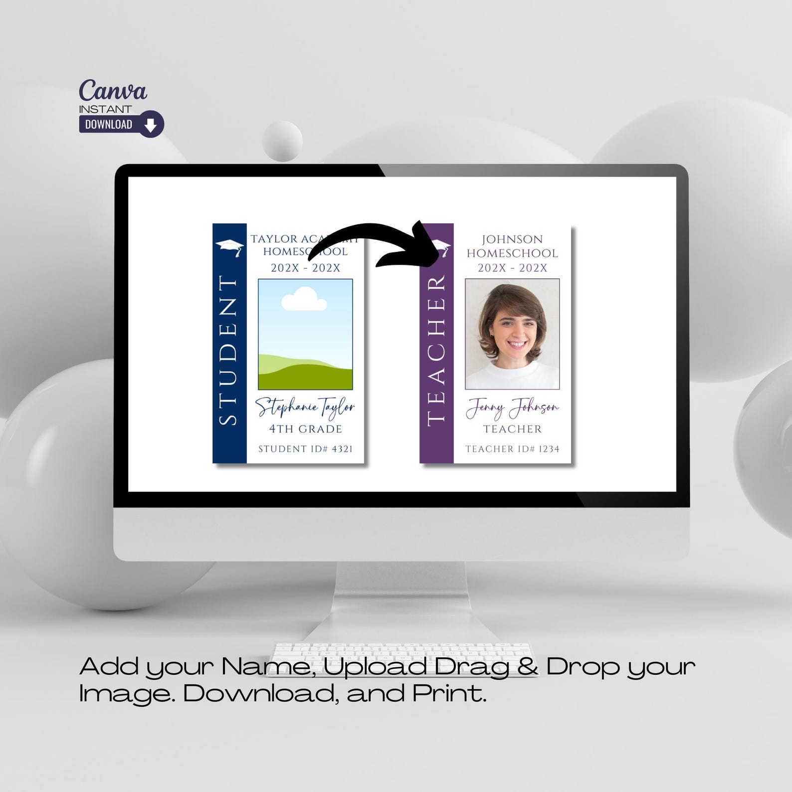 Editable Homeschool Teacher & Student ID Card Template (digital ...
