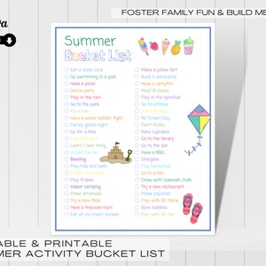 Editable Summer Bucket List Printable Summer to Do List - Etsy