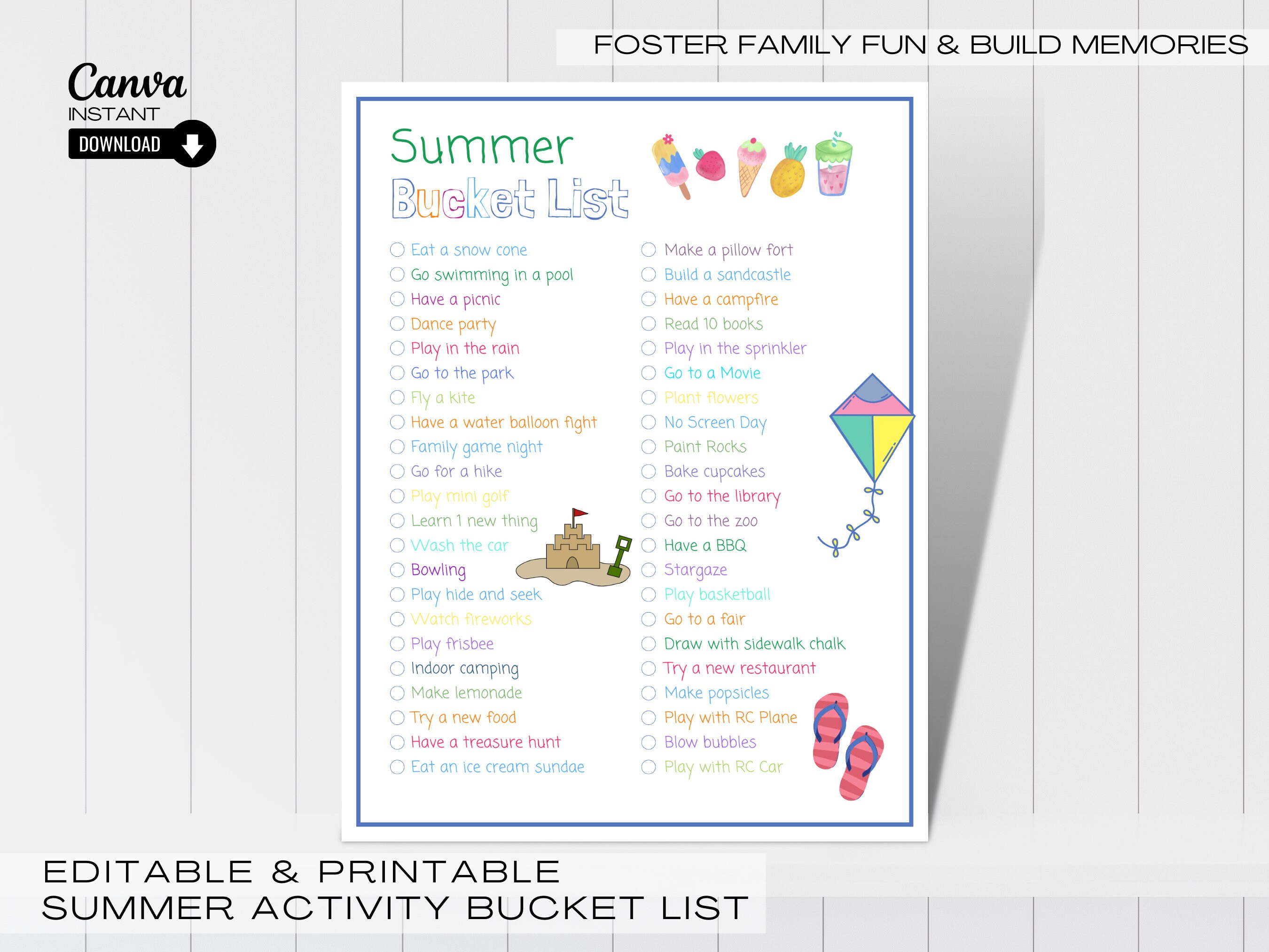 Editable Summer Bucket List Printable Summer to Do List - Etsy Canada