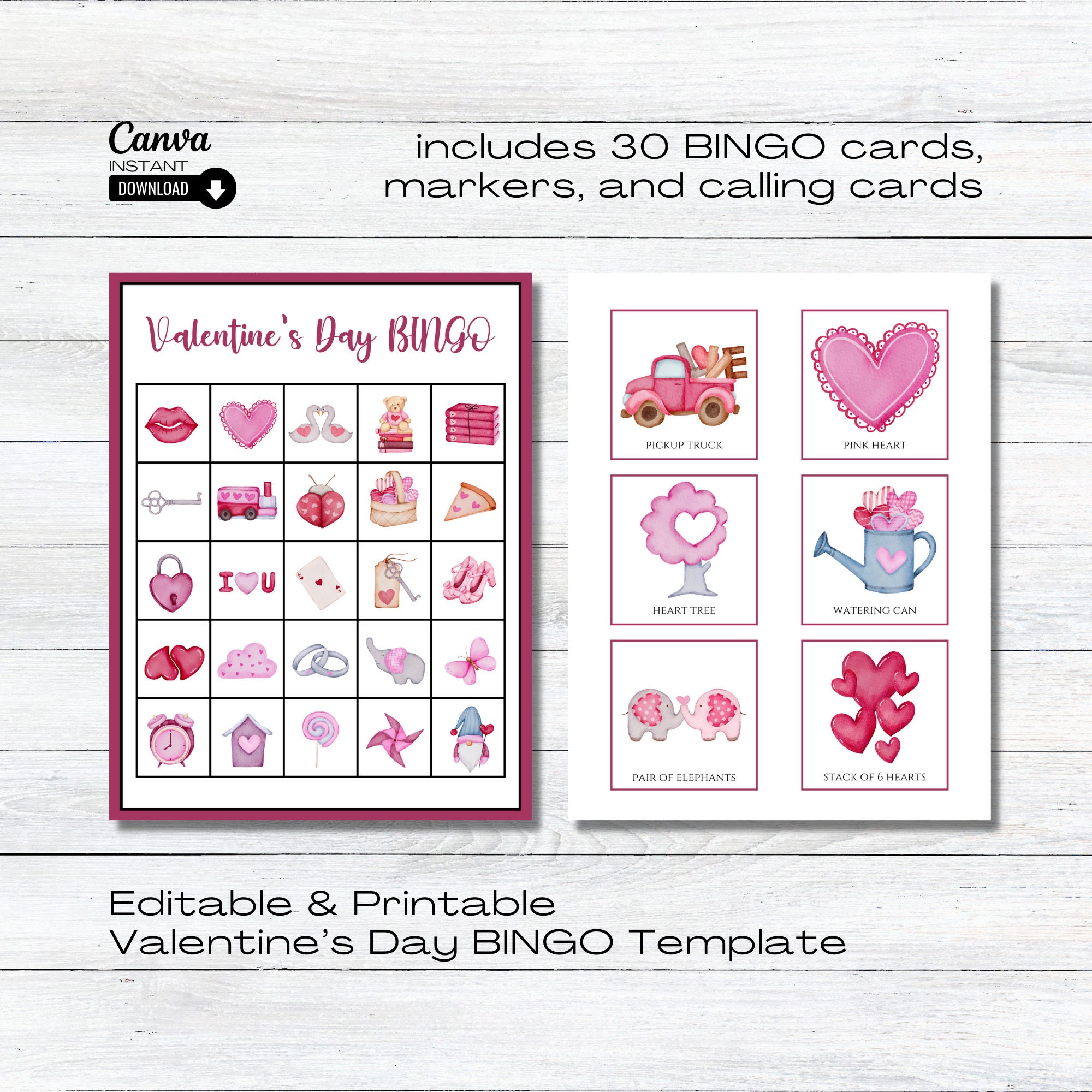Editable Valentine BINGO, Printable Valentines BINGO Template ...