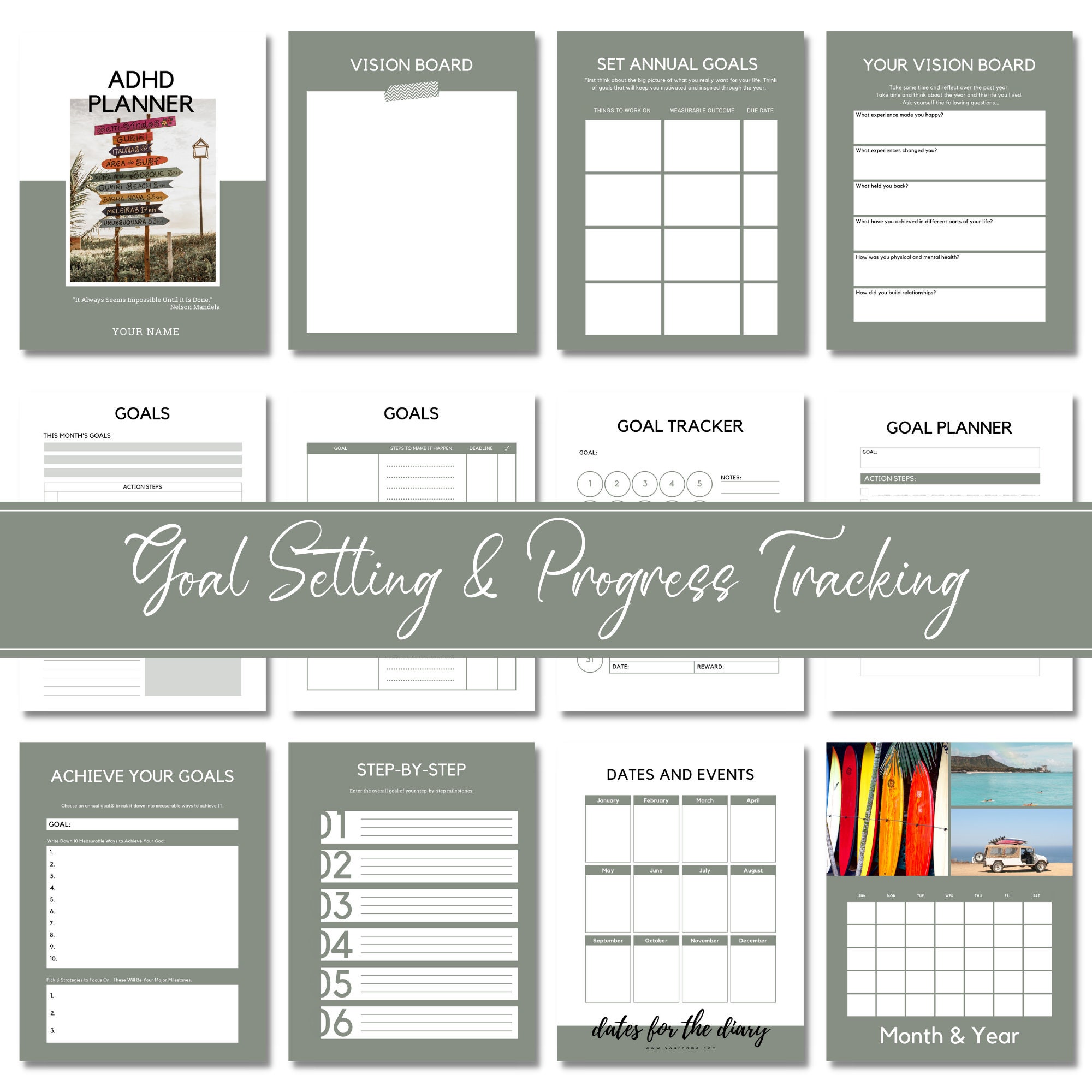 Editable ADHD Planner: Printable Adult Journal (digital Download ...