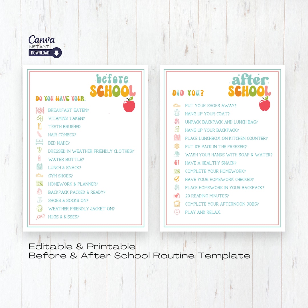 Editable Before & After School Checklist: Responsibility Chart (digital ...