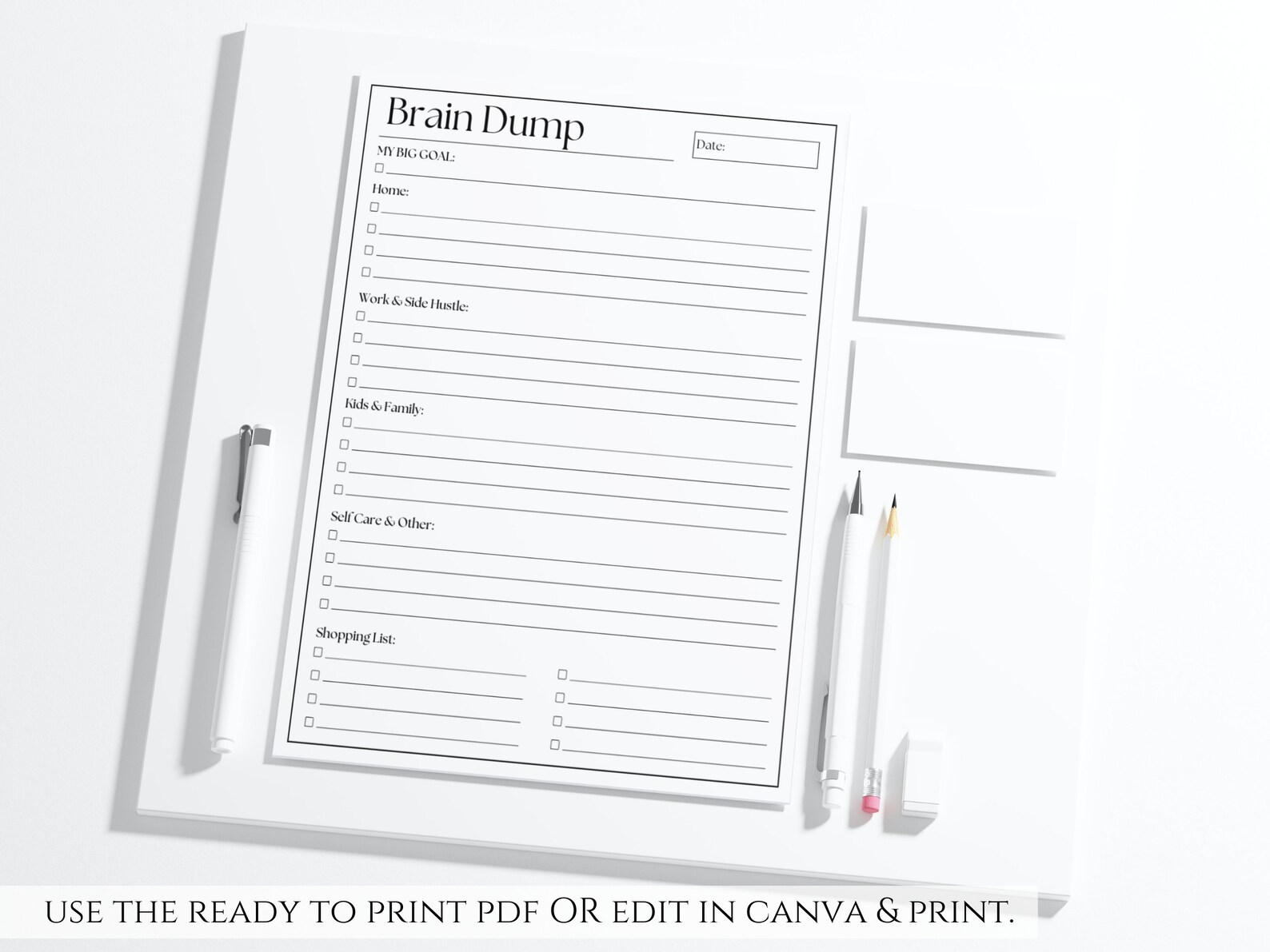 Editable ADHD Brain Dump Printable ADHD Planner to Do List - Etsy