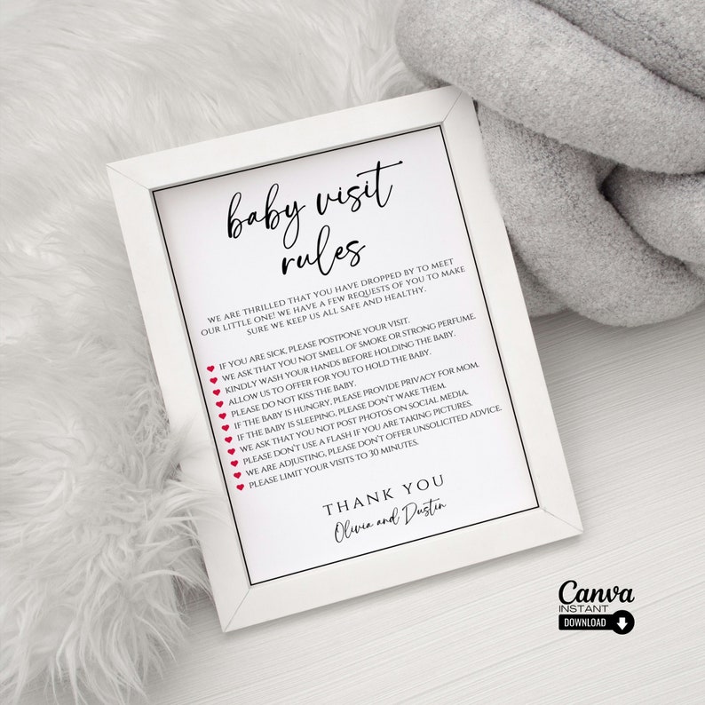 Editable Baby Visit Rules Sign: New Parent Printable (PDF) - Etsy Australia