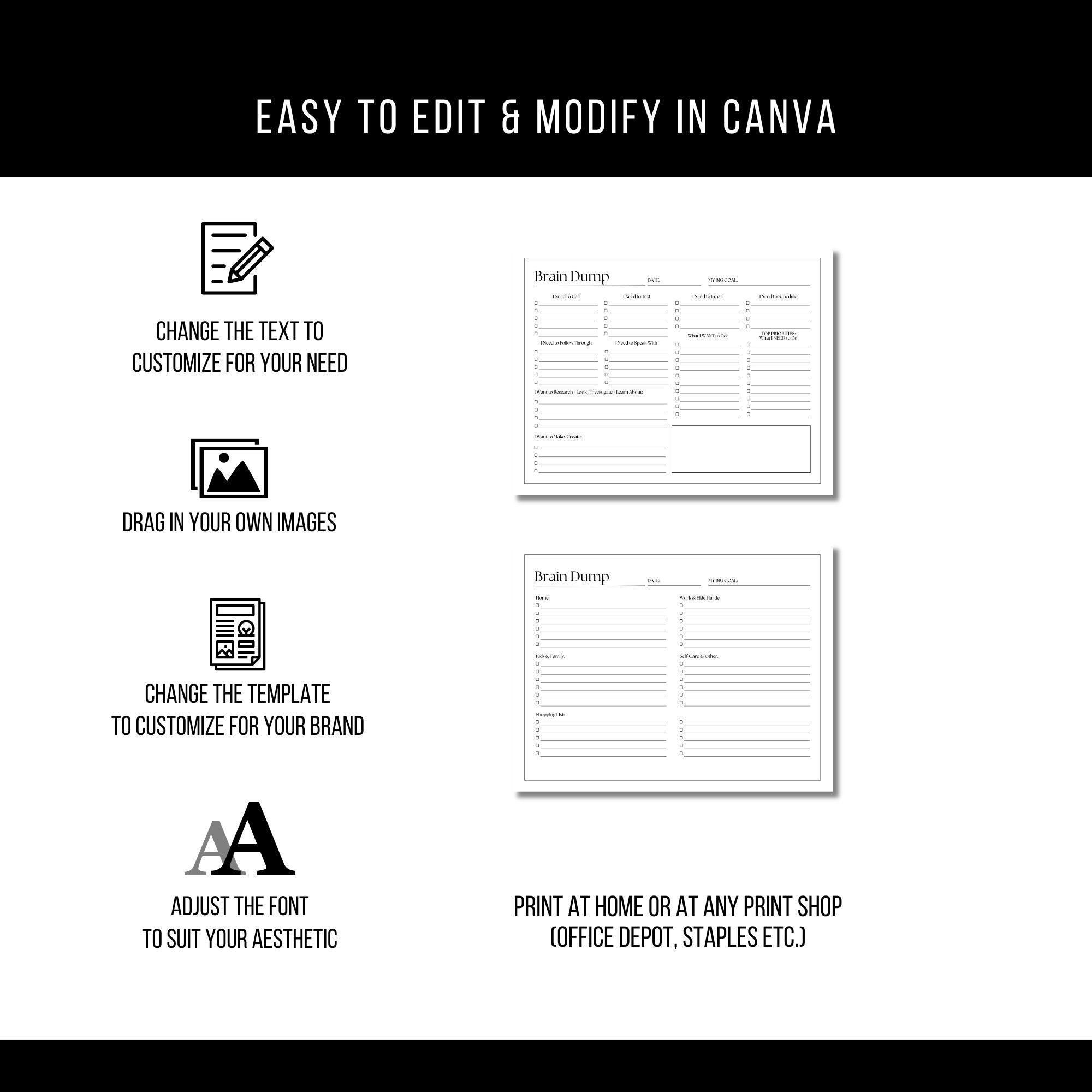 Editable Brain Dump & to Do List Templates (digital Download) - Etsy ...