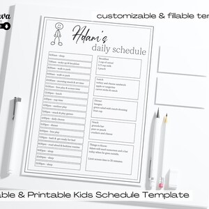 Editable Kids Daily Schedule Printable Kids Summer Schedule - Etsy