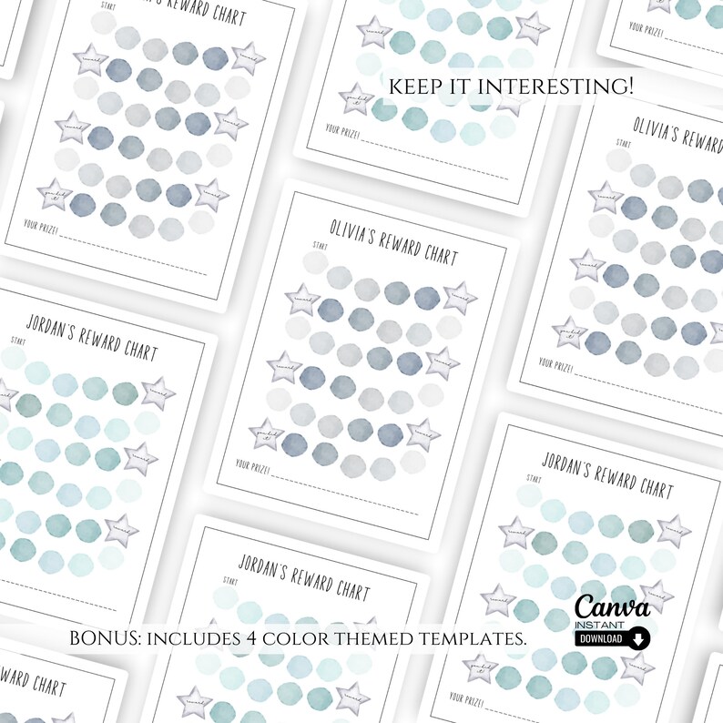 Editable Kids Reward Charts, Printable Responsibility Charts, Toddler ...
