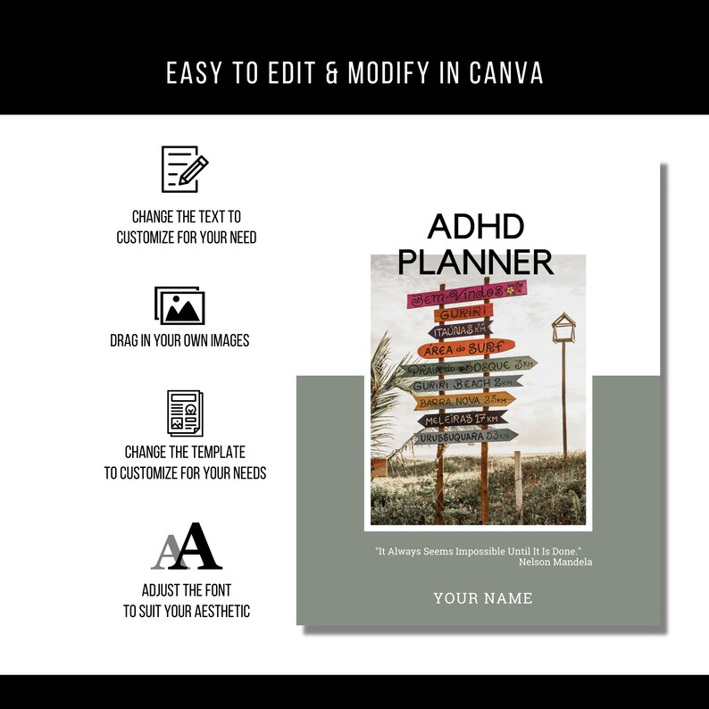 Editable ADHD Planner Template Printable Adult ADHD Journal - Etsy