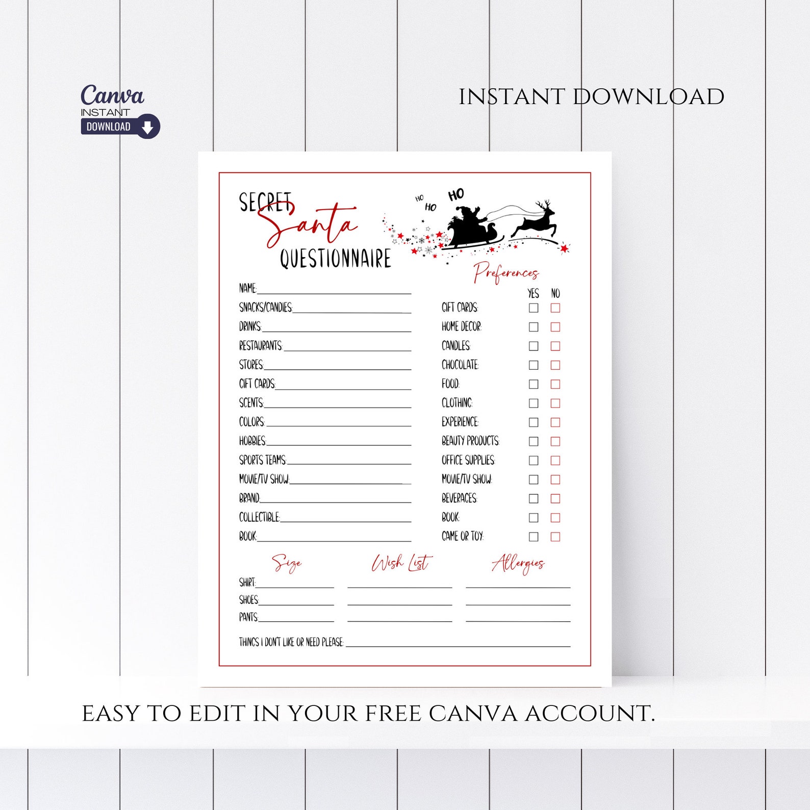 Editable Secret Santa Gift Exchange Templates, Printable Christmas Gift ...