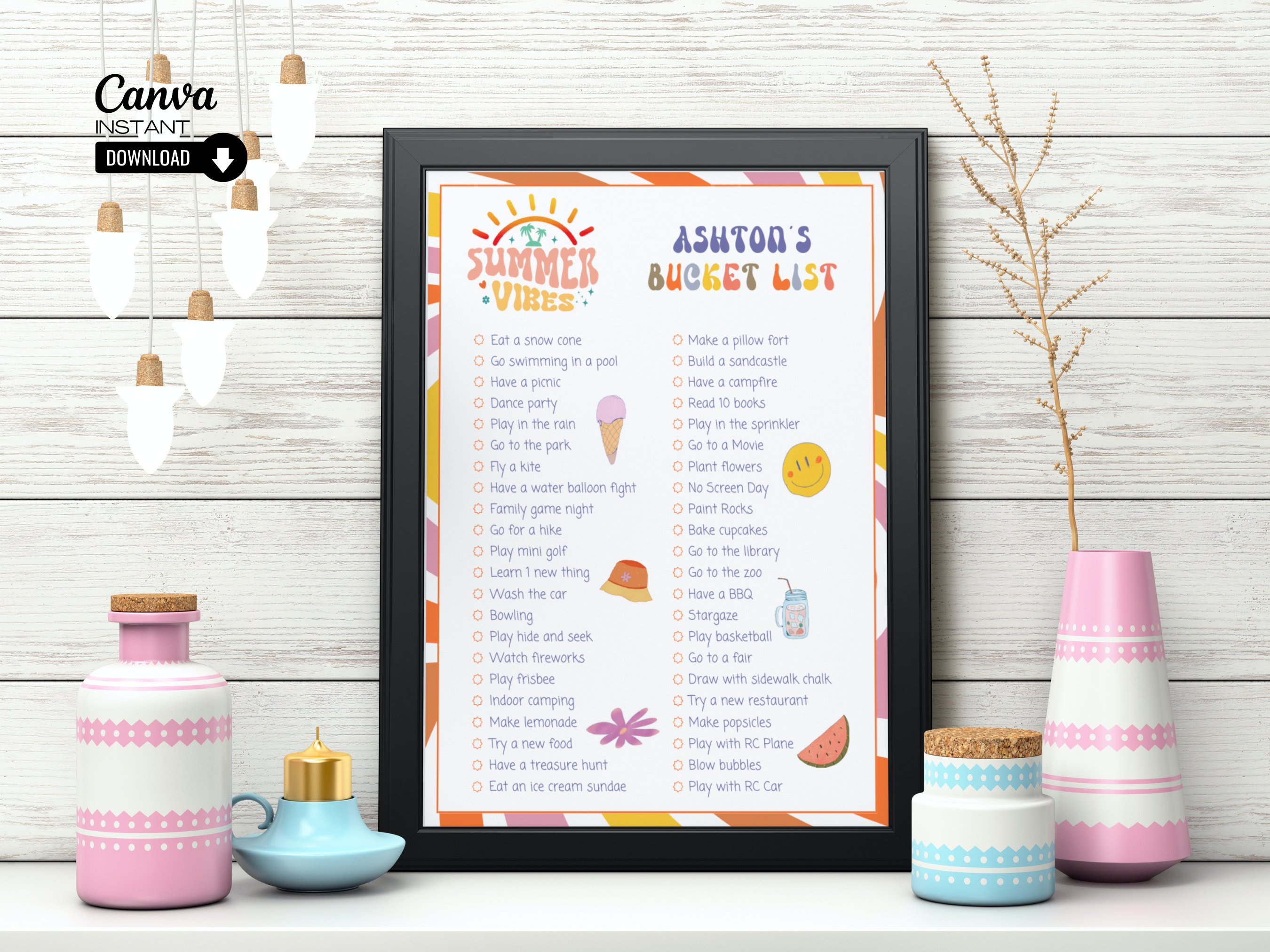Editable Summer Bucket List Printable Summer to Do List - Etsy