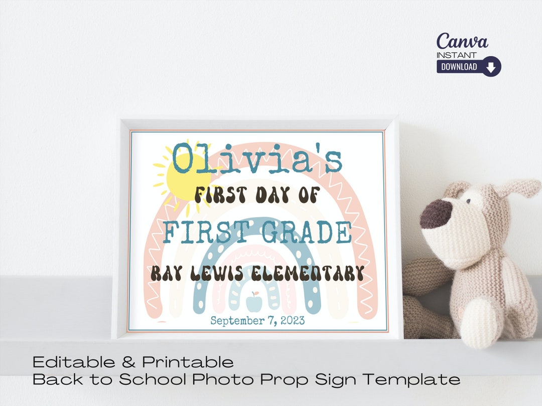 Printable First Day of School Sign Canva Template First Day - Etsy