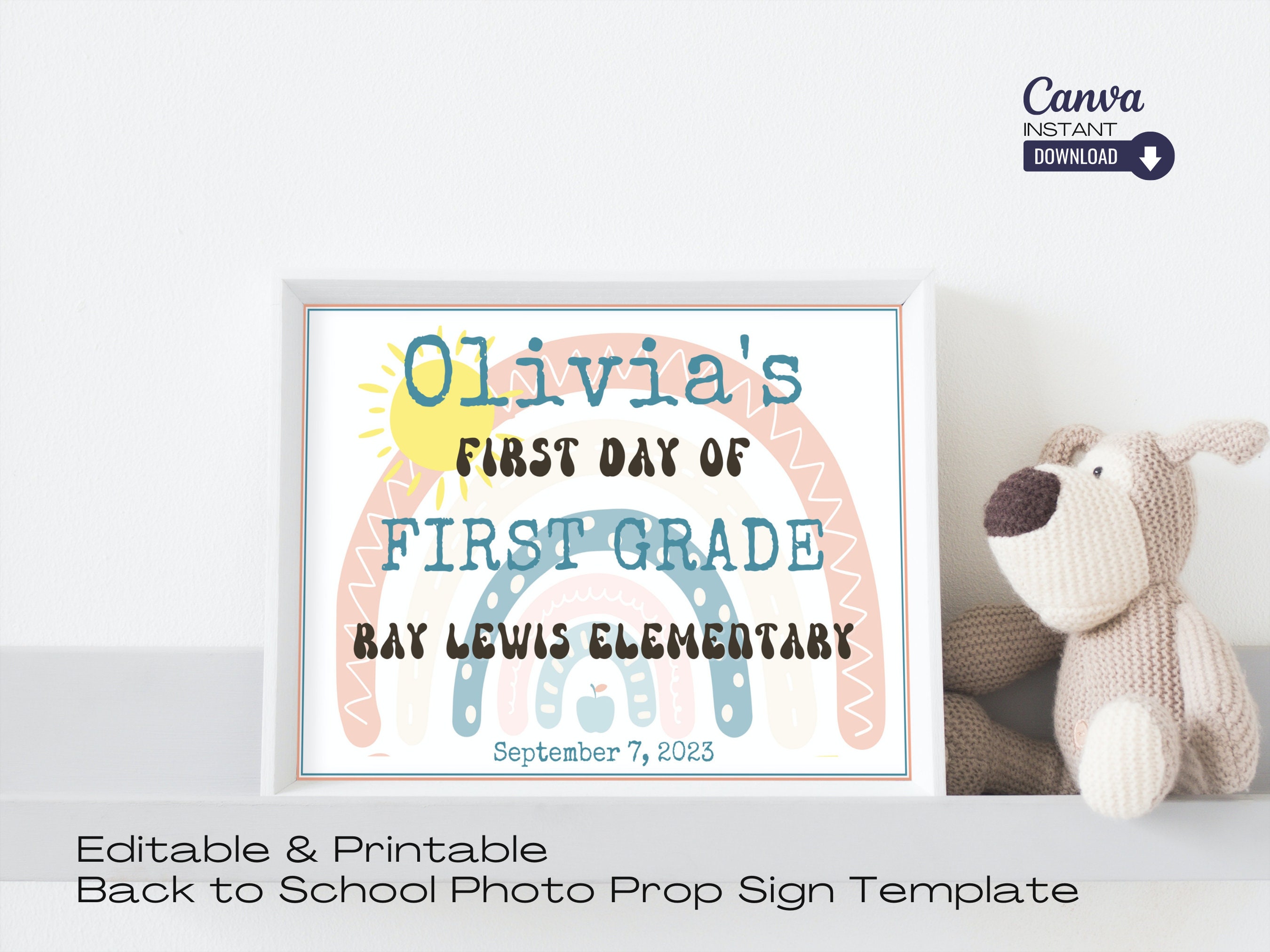 Printable First Day of School Sign Canva Template First Day - Etsy