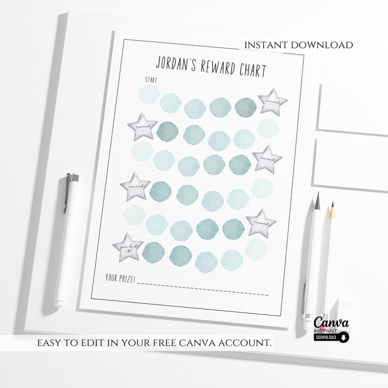 Editable Kids Reward Charts, Printable Responsibility Charts, Toddler ...