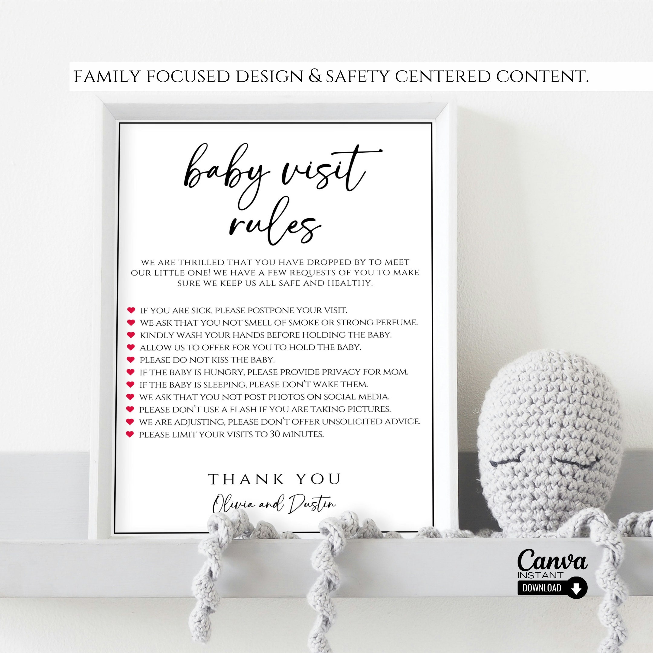Editable Baby Visit Rules Sign: New Parent Printable (PDF) - Etsy