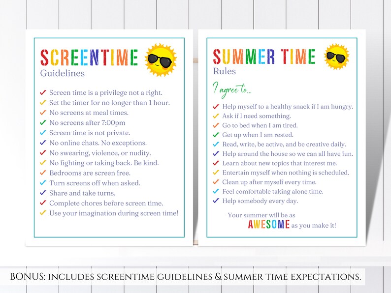 Editable Summer Daily Checklist for Kids Printable Kids - Etsy
