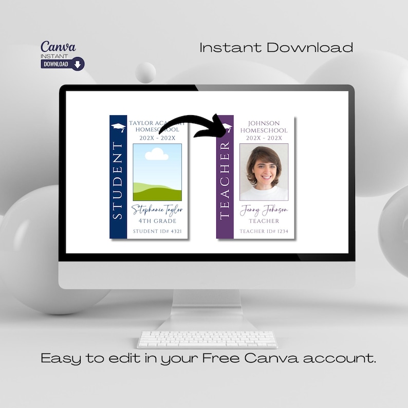 Editable Homeschool Teacher & Student ID Card Template (digital ...