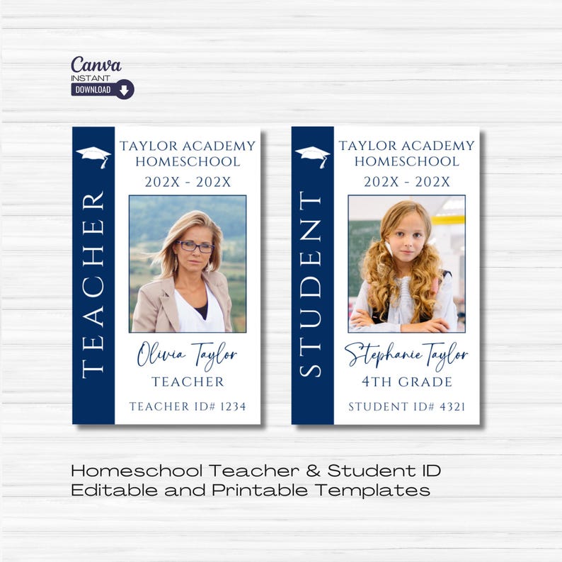 Editable Homeschool Teacher & Student ID Card Template (digital ...