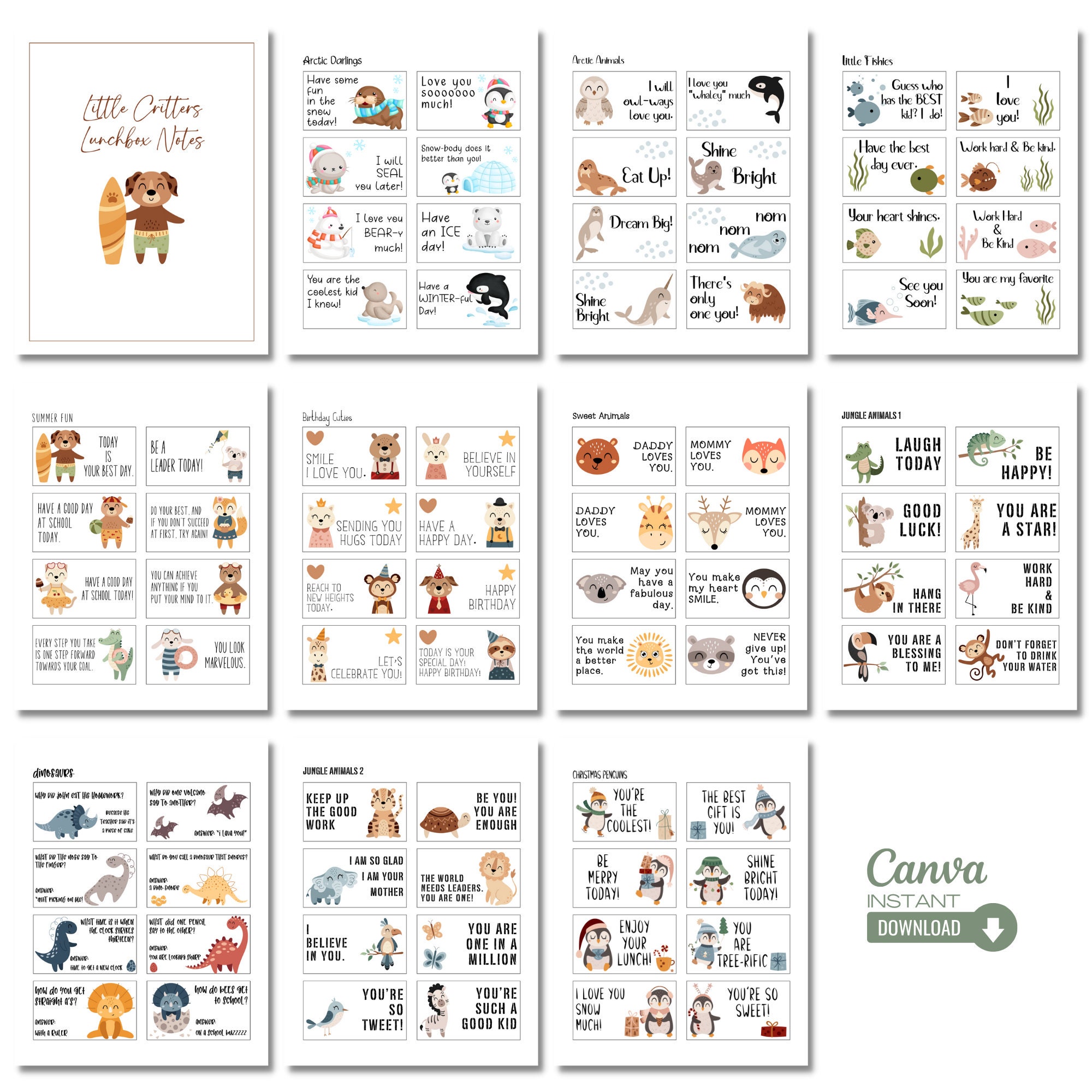 Editable Lunch Box Notes Template, Printable Kids Positive Affirmation ...