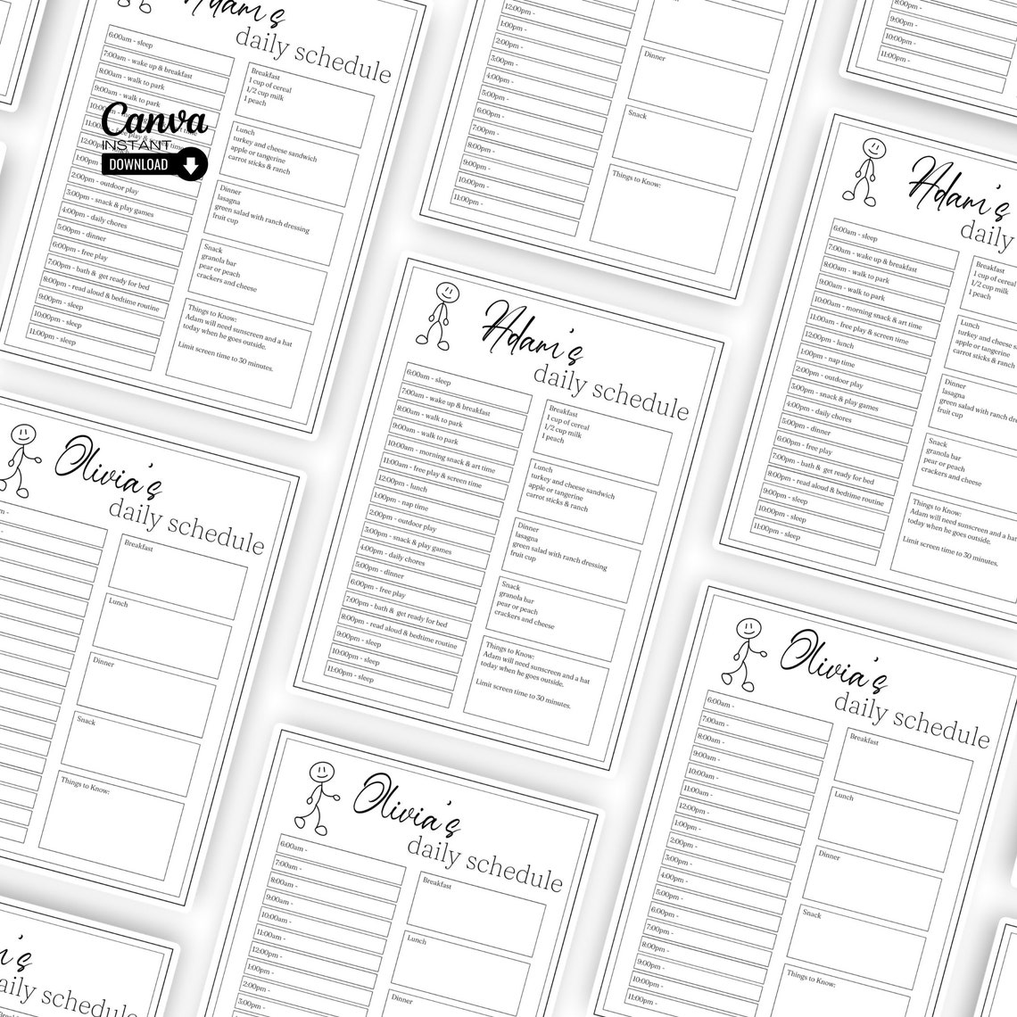 Editable Kids Daily Schedule, Printable Kids Summer Schedule ...