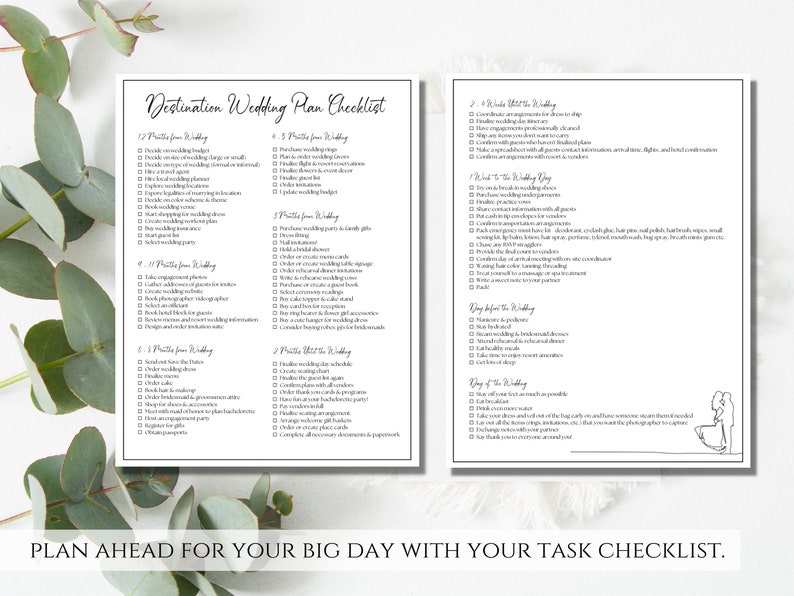 Editable Destination Wedding Checklist Printable Wedding - Etsy