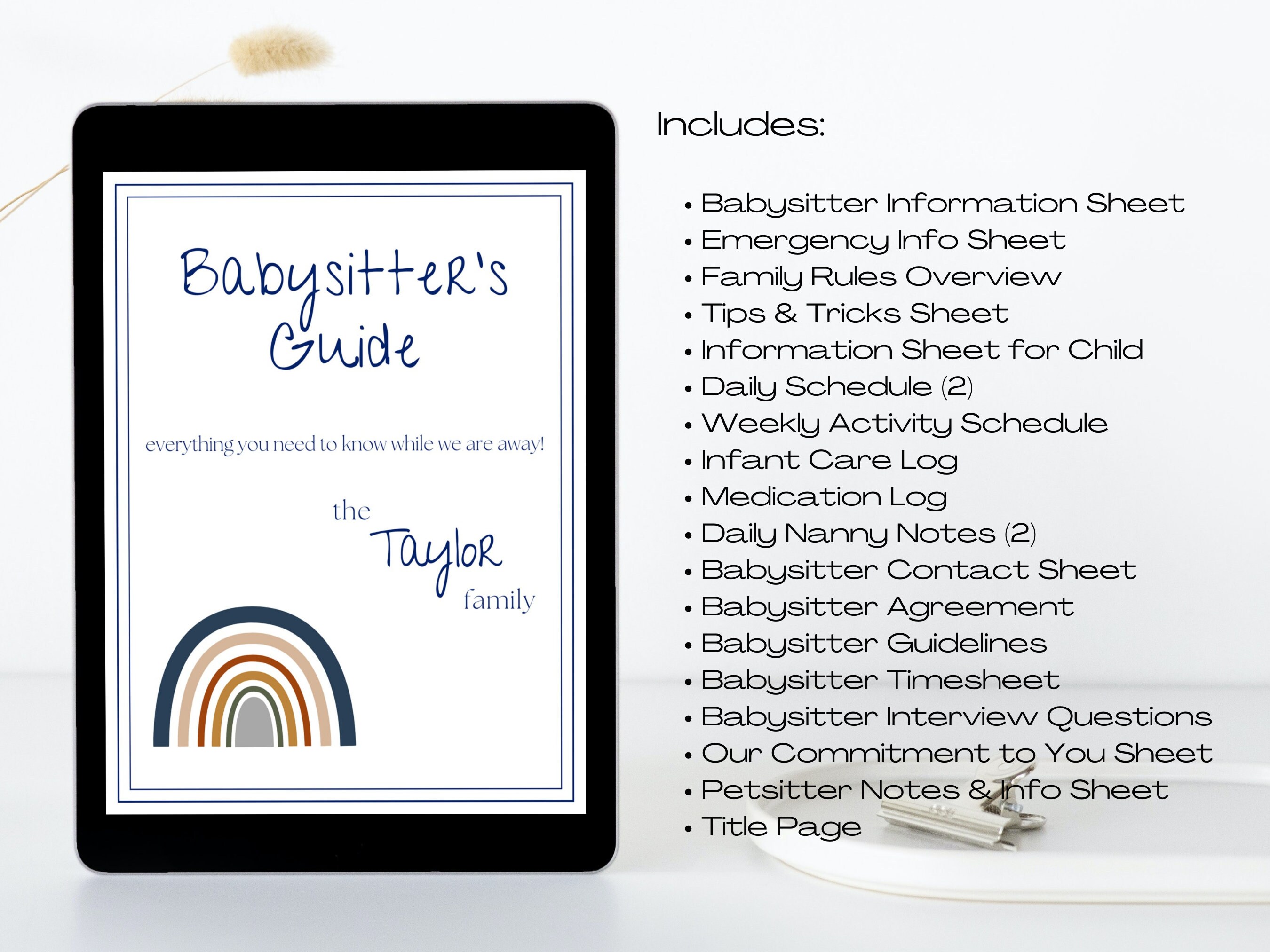 Editable Babysitter Planner Printable Babysitter Guide Nanny - Etsy